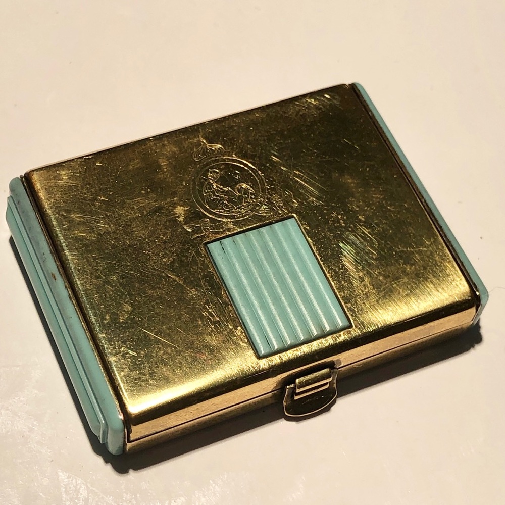 Vintage Coty Art Deco Blue Compact - Gem